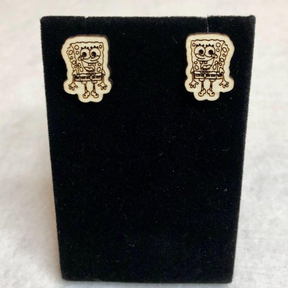 Nickelodeon | Jewelry | Spongebob Squarepants Wood Stud Earrings | Poshmark